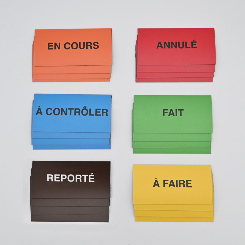 Magnets Gestion de Projet Kanban - 6 Étapes - Magnets Imprimés & Colorés